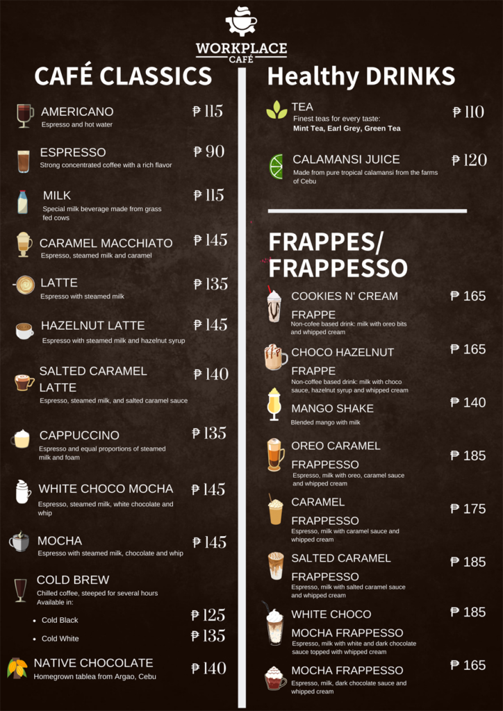 Menu – The Workplace Cafe
