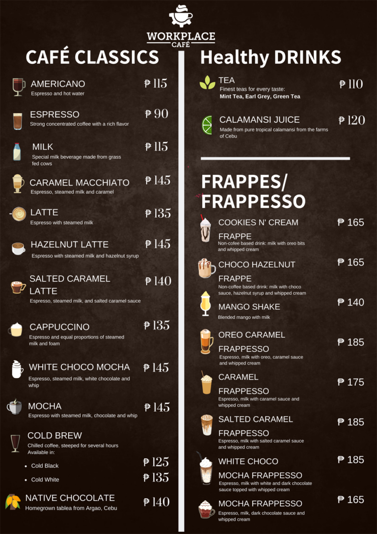 Menu – The Workplace Cafe