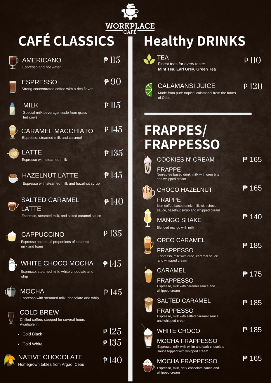 Menu – The Workplace Cafe
