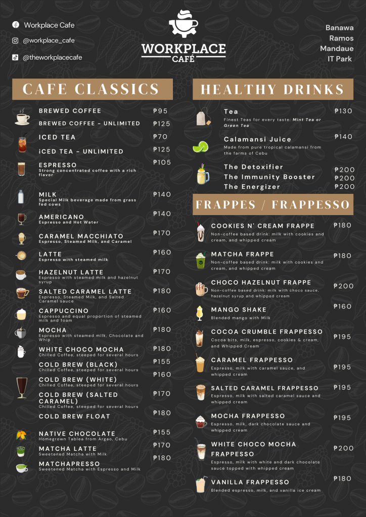 Menu – The Workplace Cafe