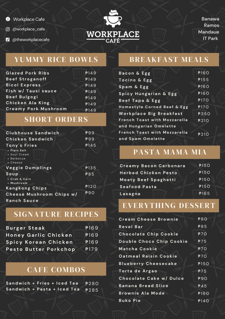 Menu – The Workplace Cafe